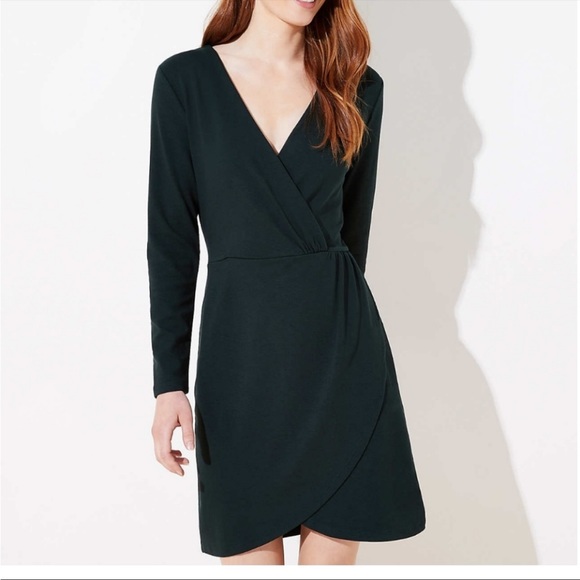 LOFT | Dresses | Nwt Loft Green Shirred Crepe Wrap Dress | Poshmark